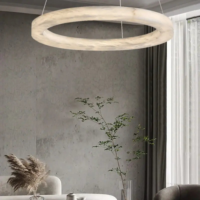 Alabaster Ring Pendant Light – Alabaster Ceiling Light – Chandelier ...